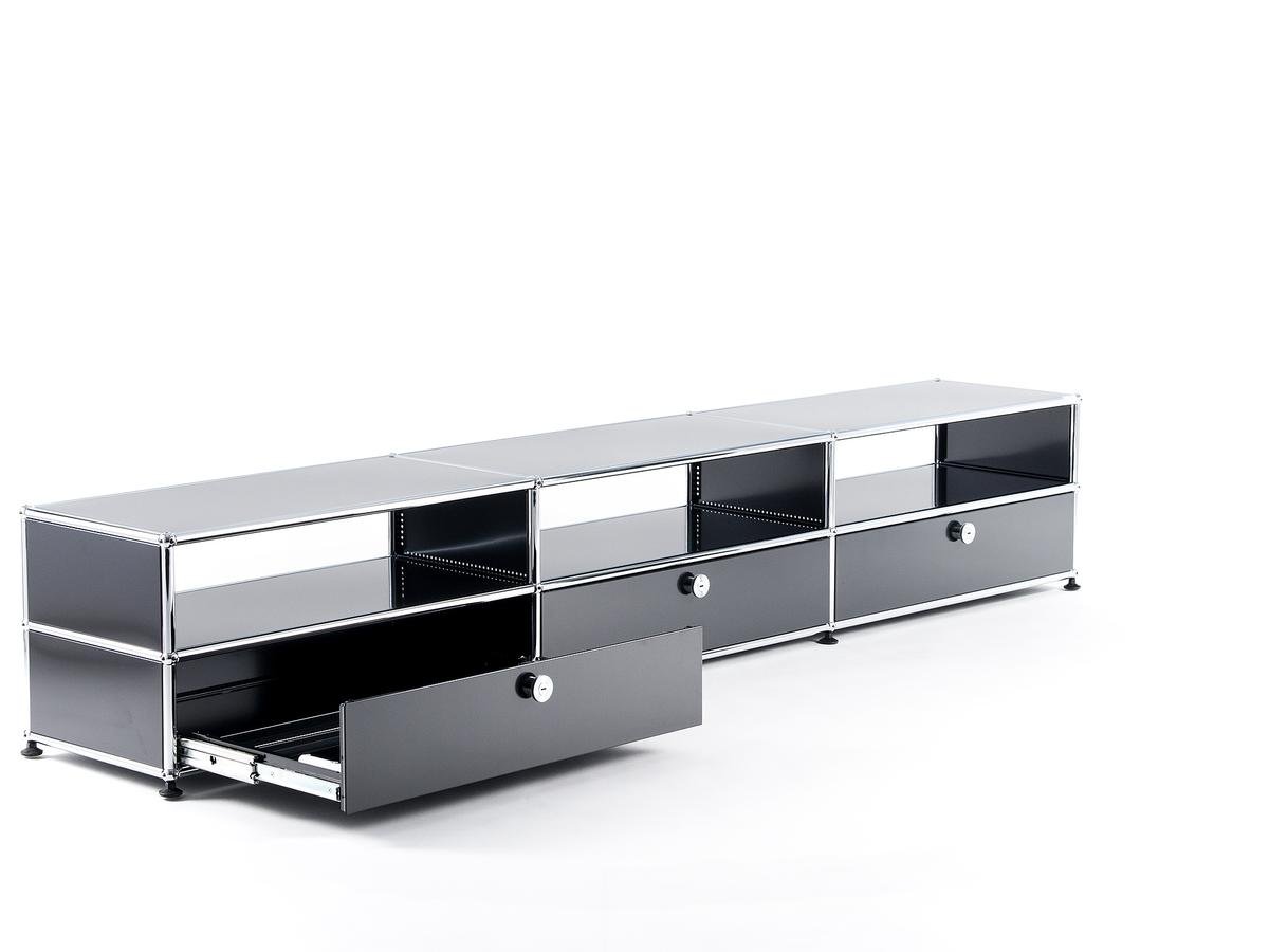 Meuble Hi-Fi bas Lowboard USM Haller, Noir graphite RAL 9011 | USM ...