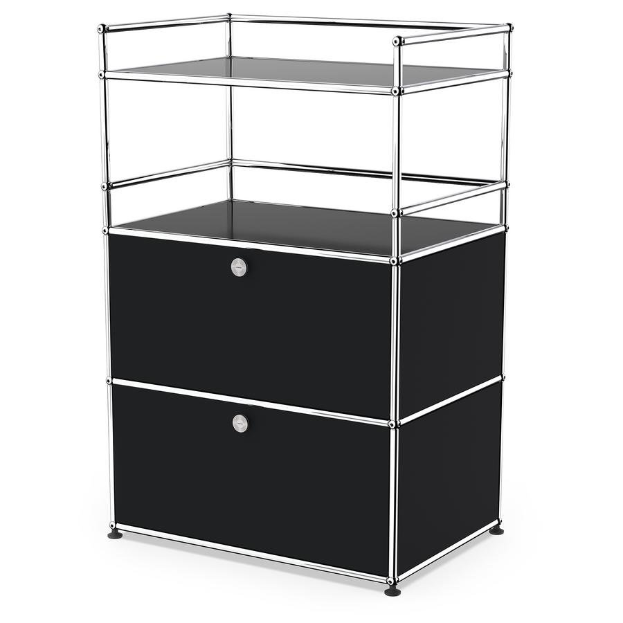 USM Haller meuble mini-bar , Noir graphite RAL 9011, Avec 2 portes ...