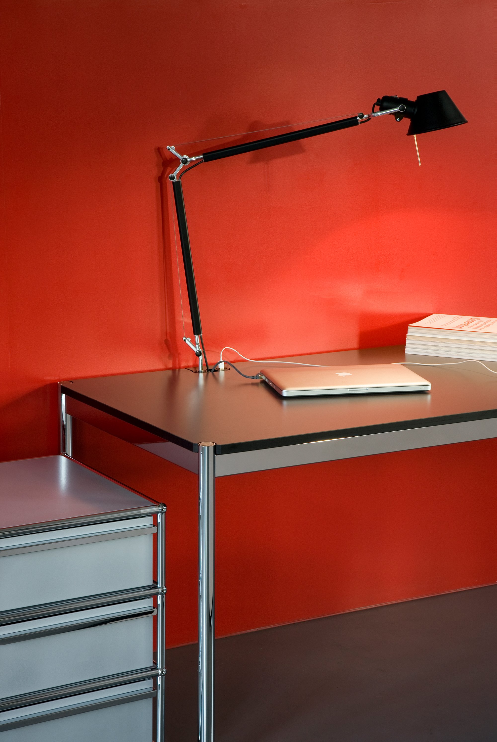 Table USM Haller Plus, 200 x 75 cm, 02-Stratifié gris perle, Plateau ...