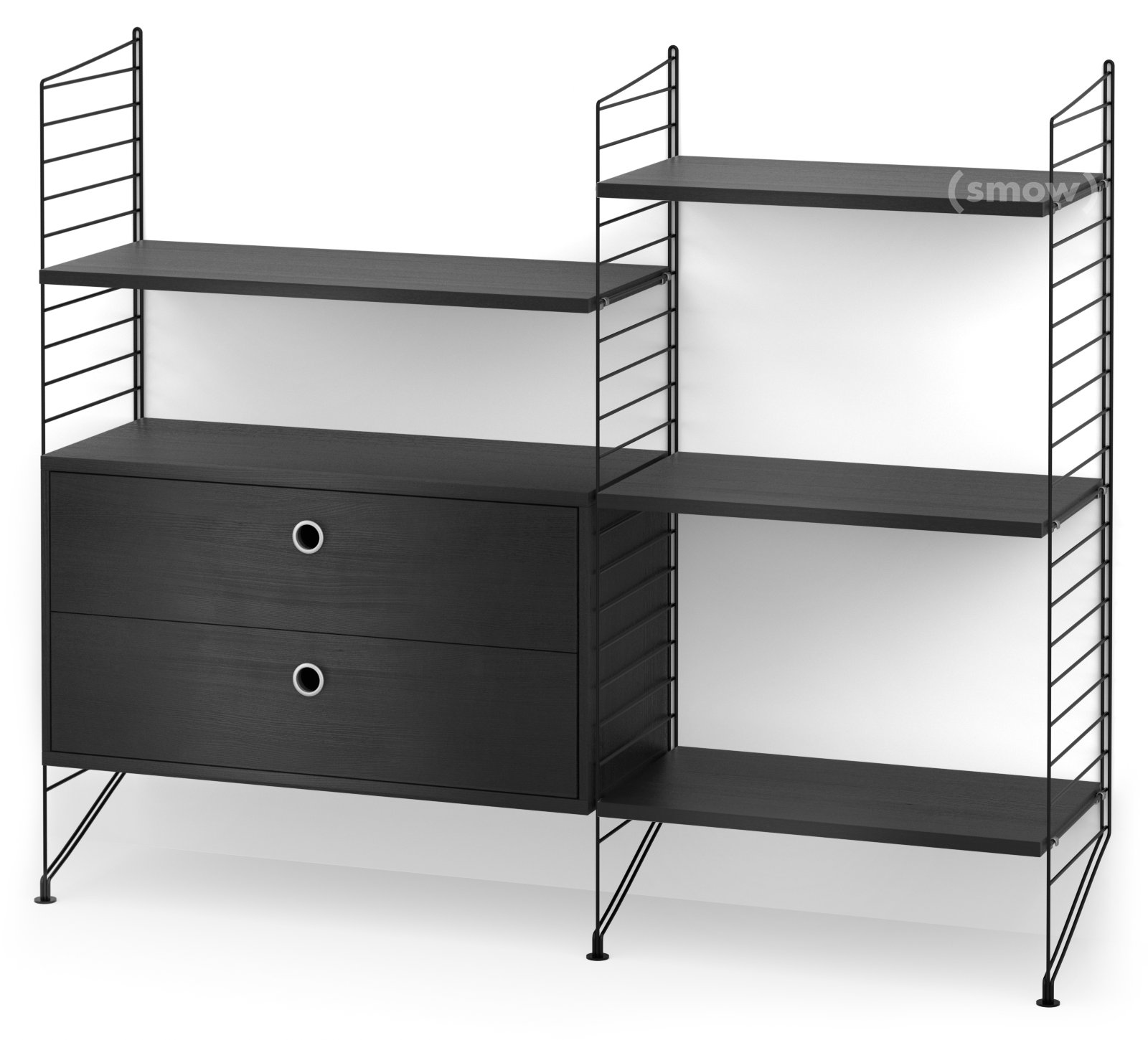 Étagère String System avec tiroirs, Noir, Placage frêne noir | String Furniture | Étagères ...