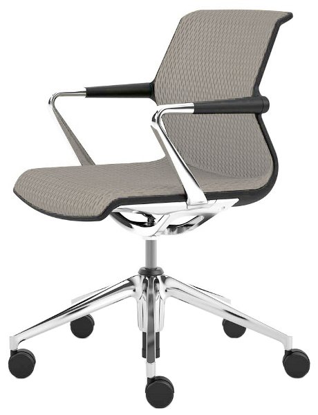 Chaise Unix Five-star base, Diamond Mesh soft grey, Noir basic | Vitra ...